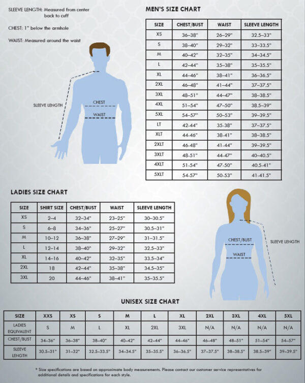 Size Chart – Fossa Apparel